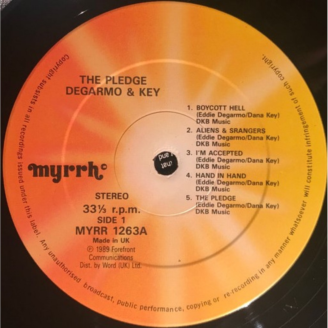DeGarmo & Key - The Pledge - 1989Plak Sesi