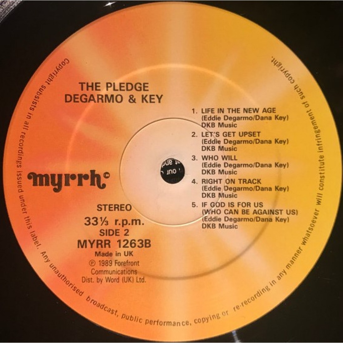 DeGarmo & Key - The Pledge - 1989Plak Sesi