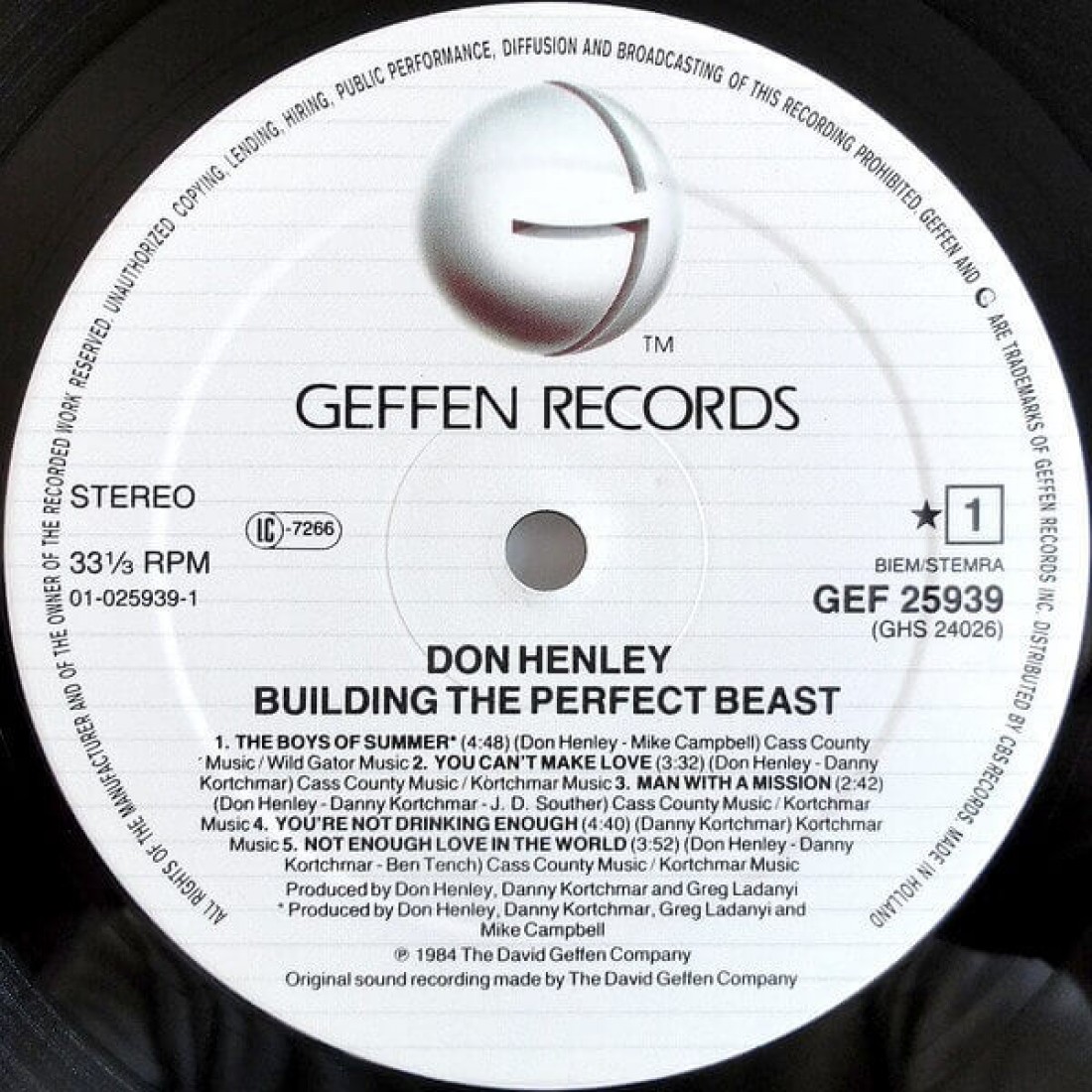 Don Henley - Building The Perfect Beast - 1984Plak Sesi