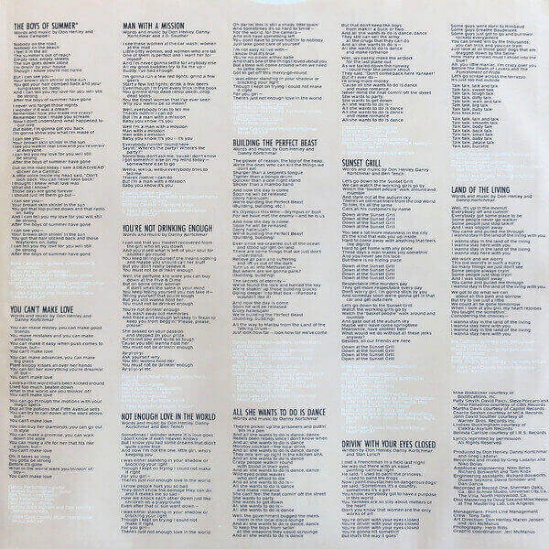 Don Henley - Building The Perfect Beast - 1984Plak Sesi