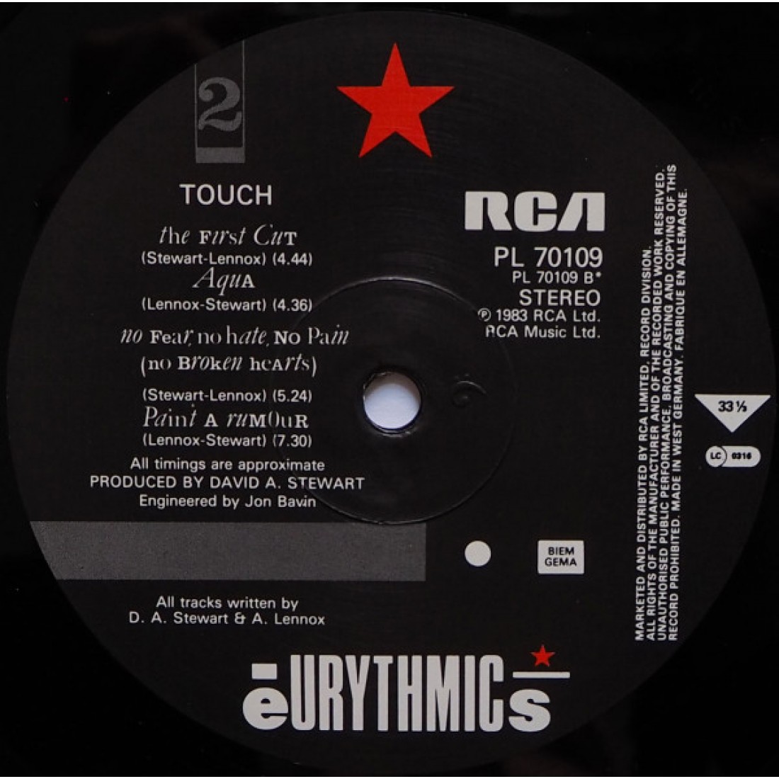 Eurythmics - Touch - 1983Plak Sesi