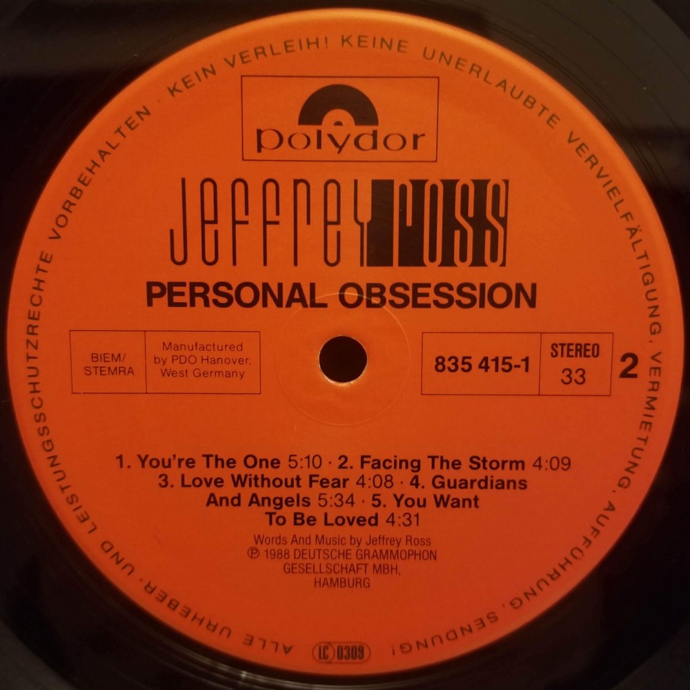 Jeffrey Ross - Personal Obsession - 1988 I Plak Sesi