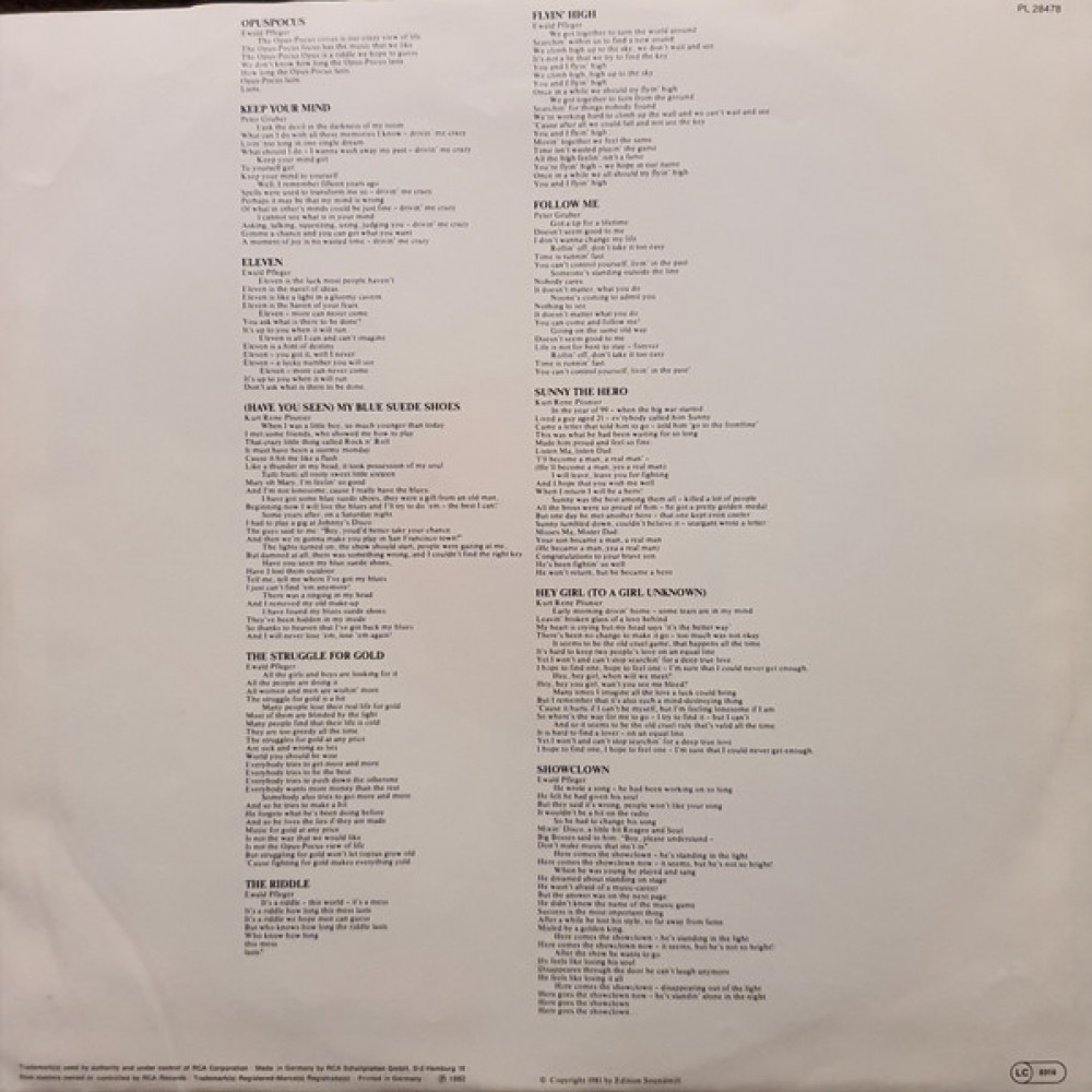 Opus - Eleven - 1982 I Plak Sesi