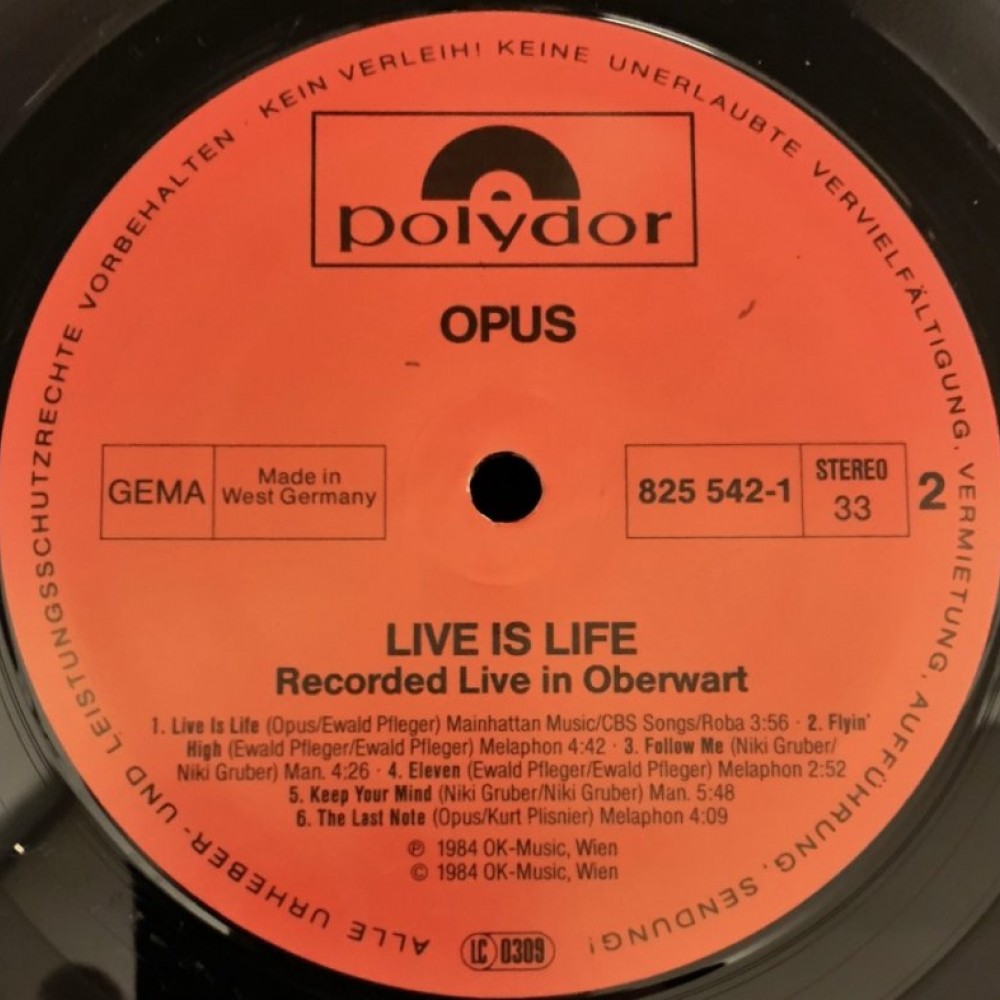 Opus - Life Is Life - 1985 I Plak Sesi