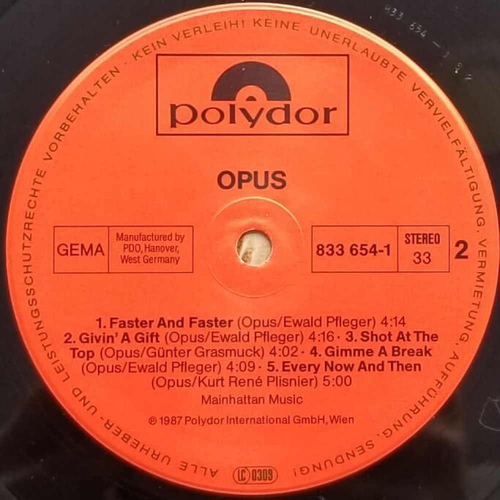 Opus - Opus - 1987 I Plak Sesi