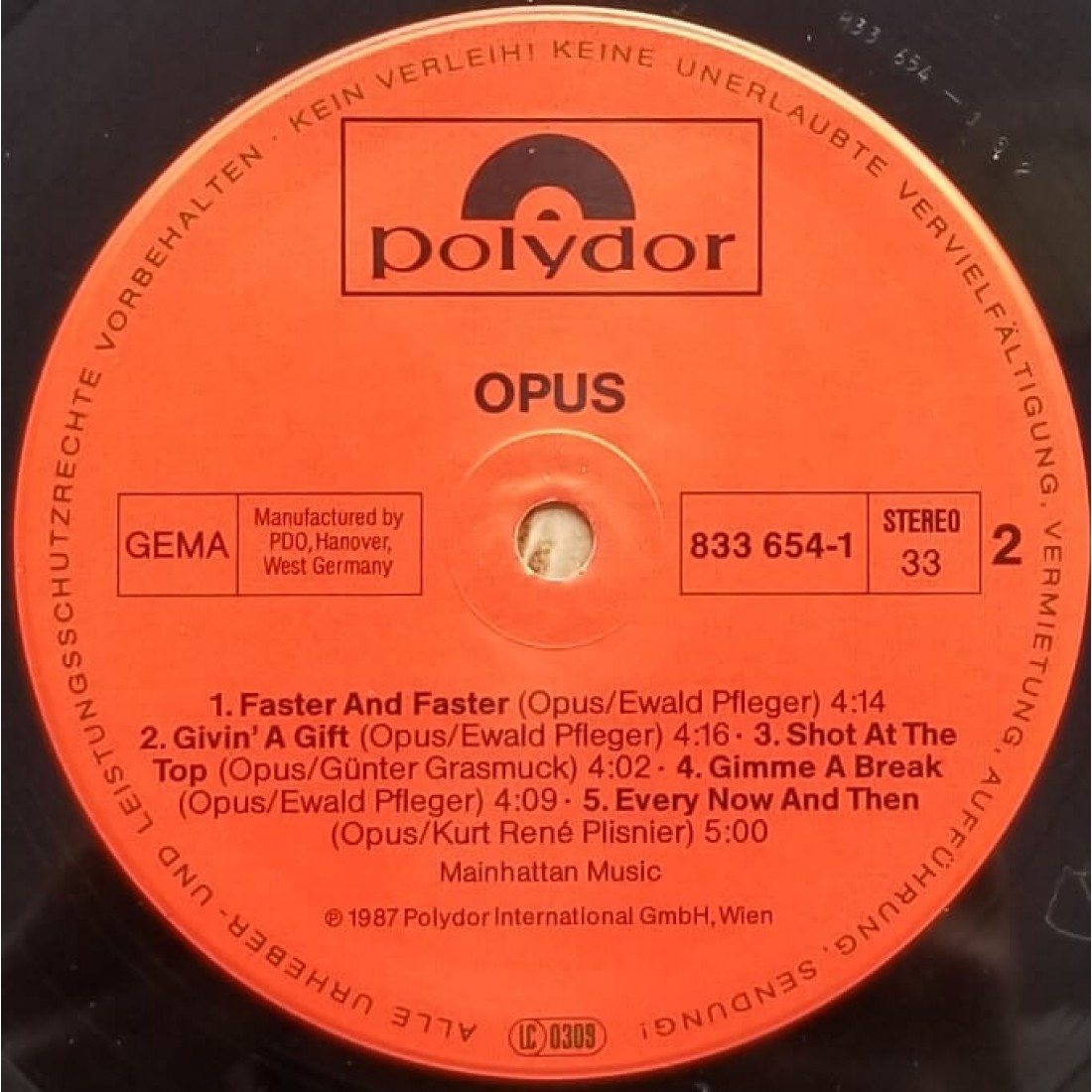 Opus - Opus - 1987 I Plak Sesi