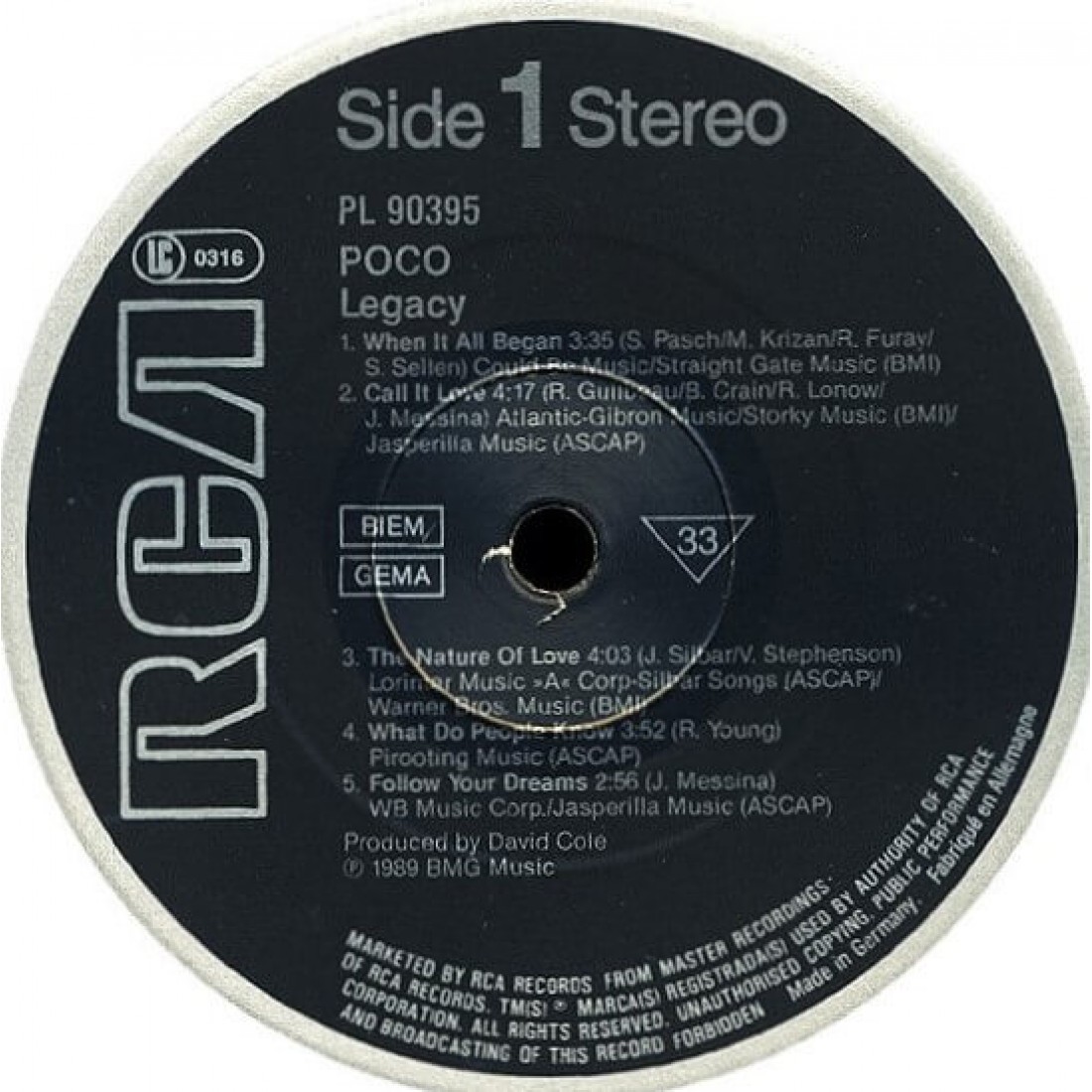 Poco - Legacy - 1989 I Plak Sesi