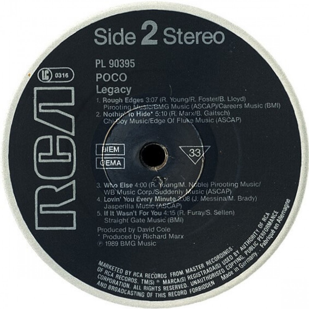 Poco - Legacy - 1989 I Plak Sesi