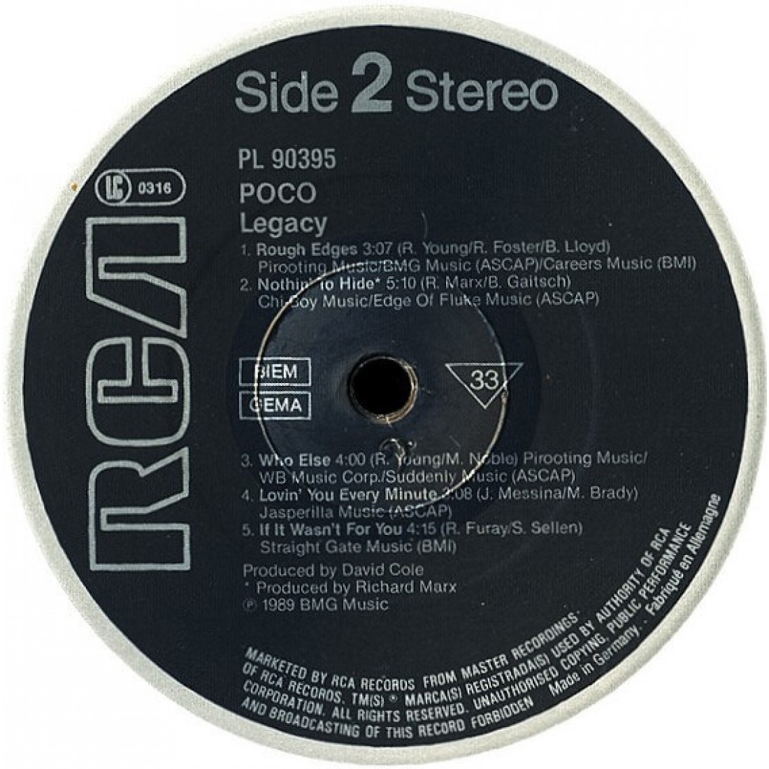 Poco - Legacy - 1989 I Plak Sesi