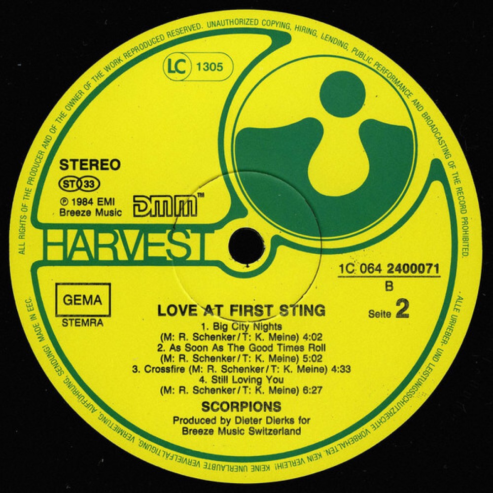 Scorpions - Love At First Sting - 1984Plak Sesi