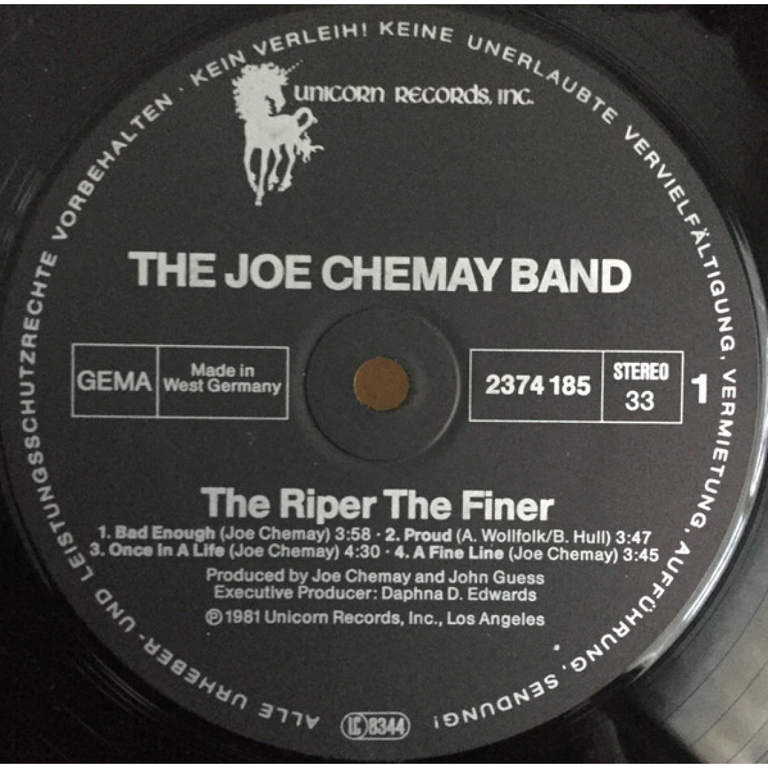 The Joe Chemay Band - The Riper The Finer - 1981 I Plak Sesi