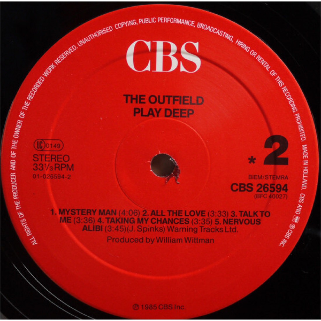 The Outfield - Play Deep - 1985Plak Sesi