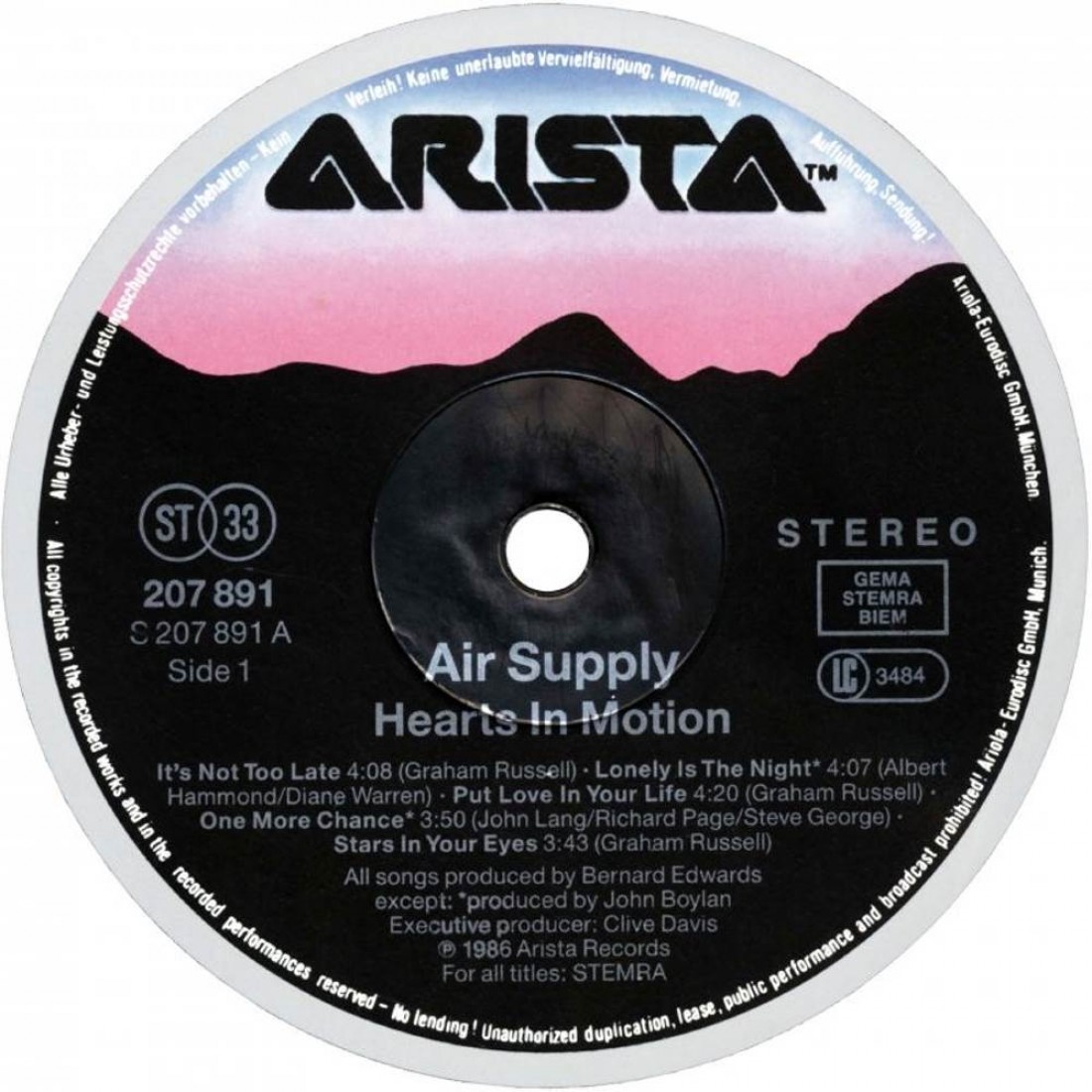 Air Supply - Heart In Motion - 1986 I Plak Sesi