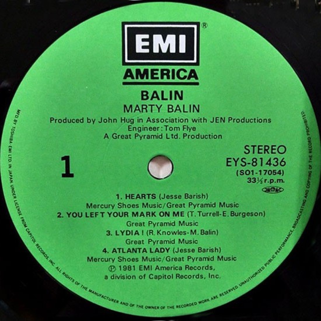 Marty Balin - Balin - 1981 I Plak Sesi