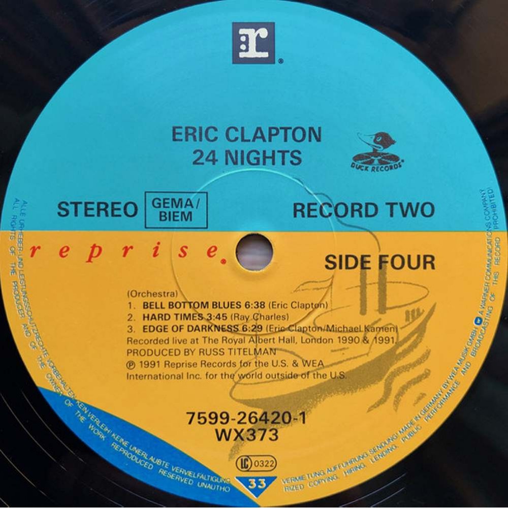 Eric Clapton - 24 Nights - 1991Plak Sesi