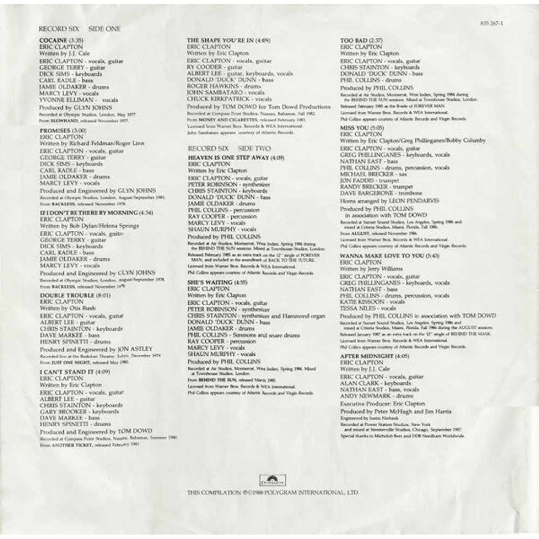 Eric Clapton - Crossroads Box Set - 1988Plak Sesi