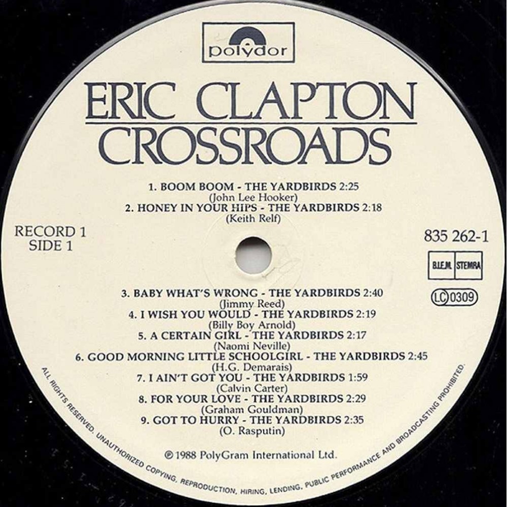 Eric Clapton - Crossroads Box Set - 1988Plak Sesi
