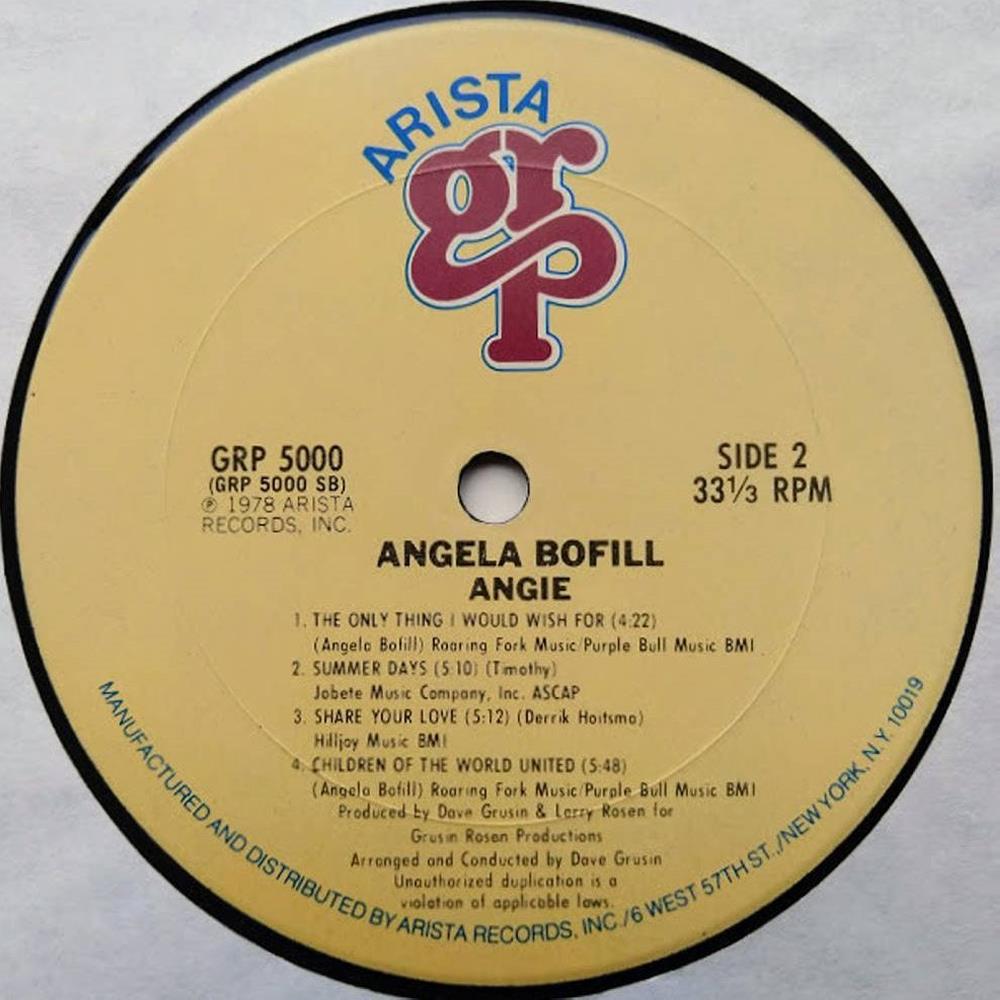 Angela Bofill - Angie - 1978Plak Sesi