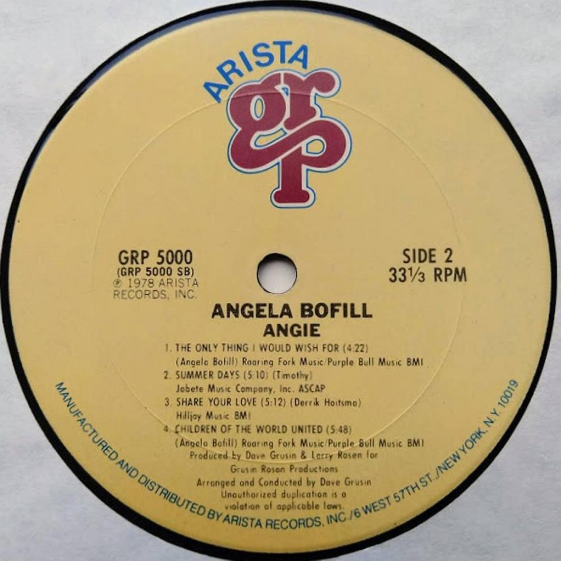 Angela Bofill - Angie - 1978Plak Sesi