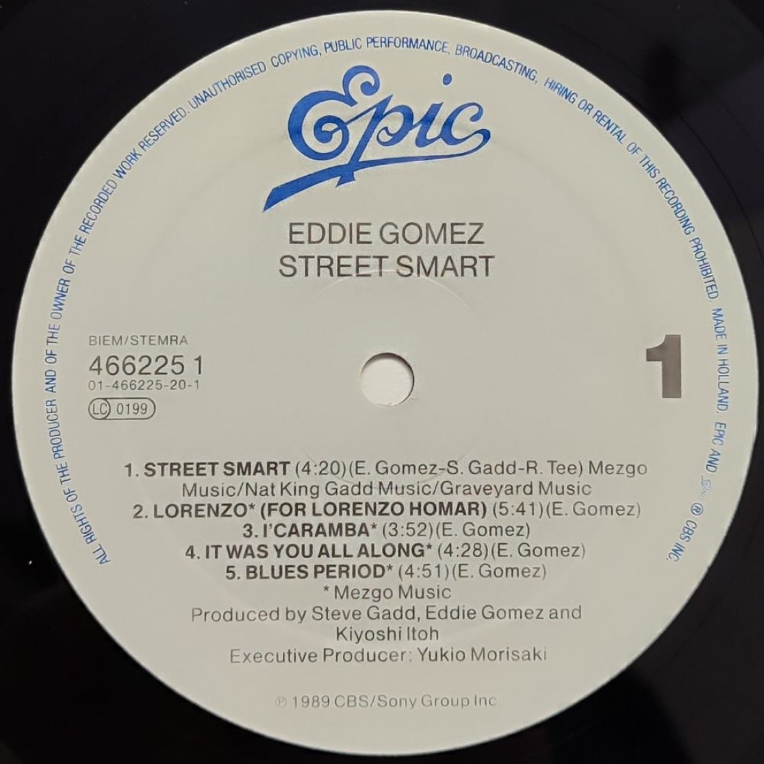 Eddie Gomez - Street Smart - 1989 I Plak Sesi
