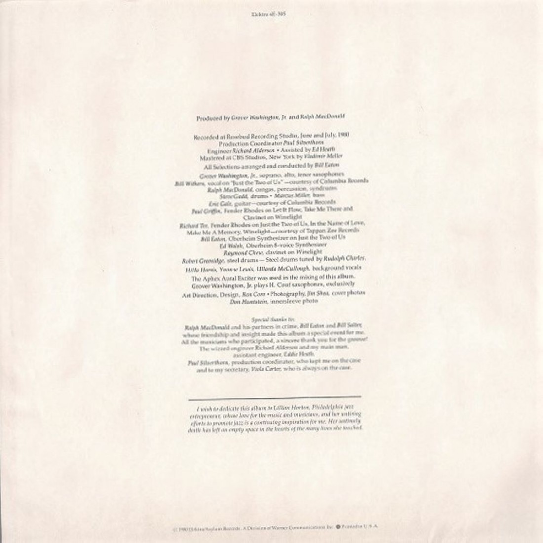 Grover Washington Jr. - Winelight - 1980 I Plak Sesi