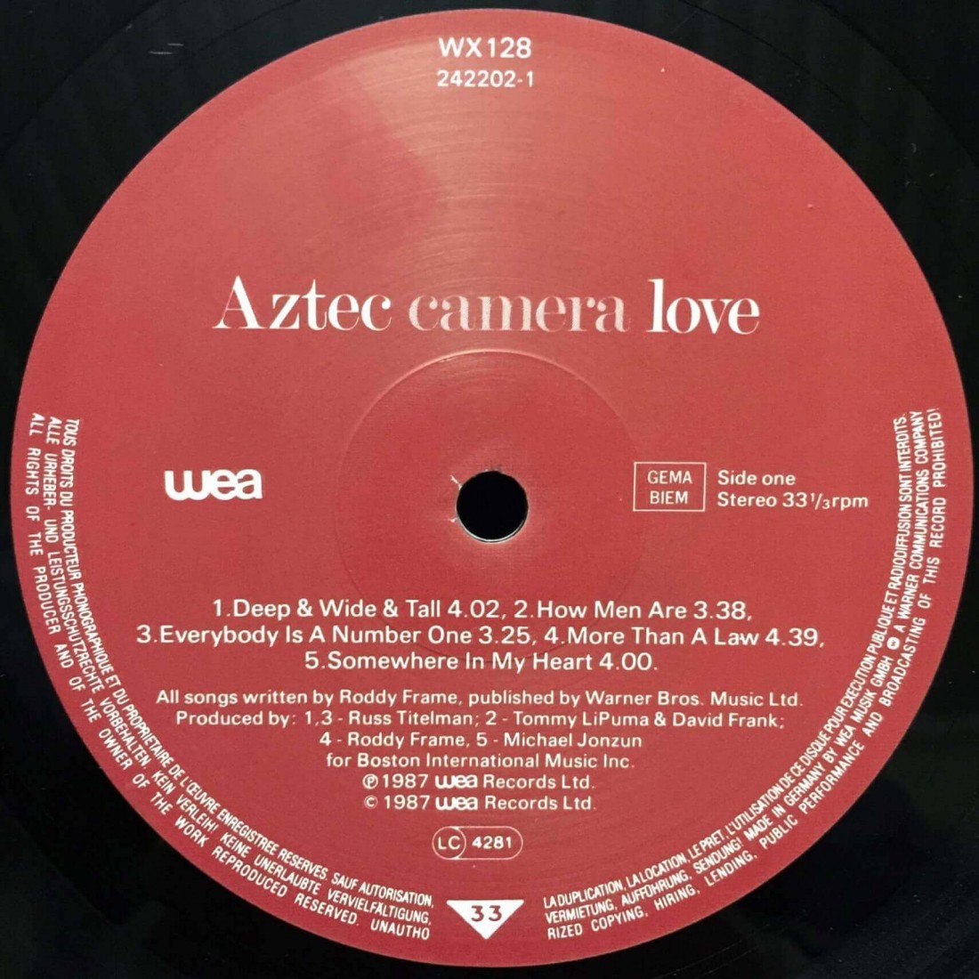 Aztec Camera - Love - 1987 I Plak Sesi