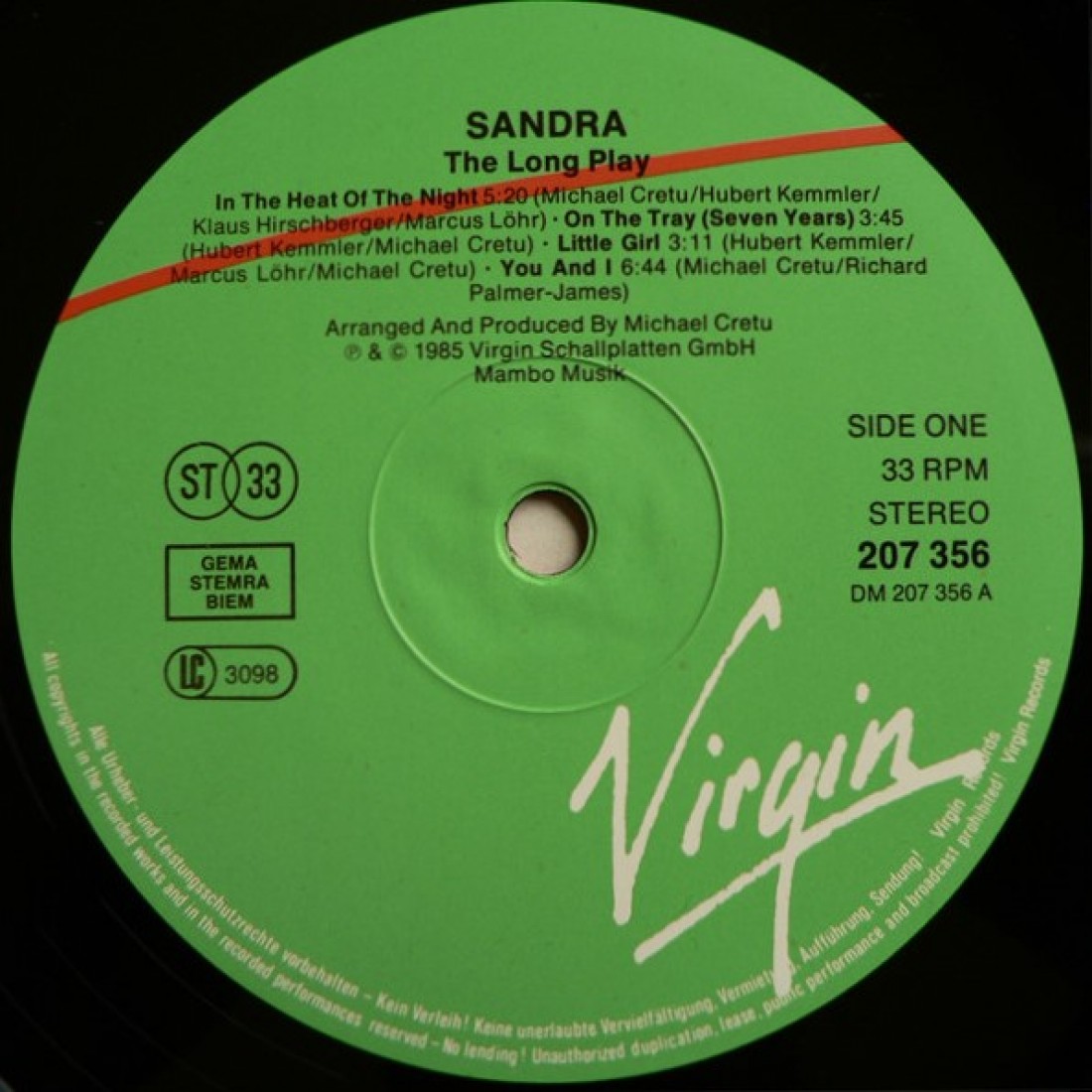 Sandra - The Long Play - 1985Plak Sesi