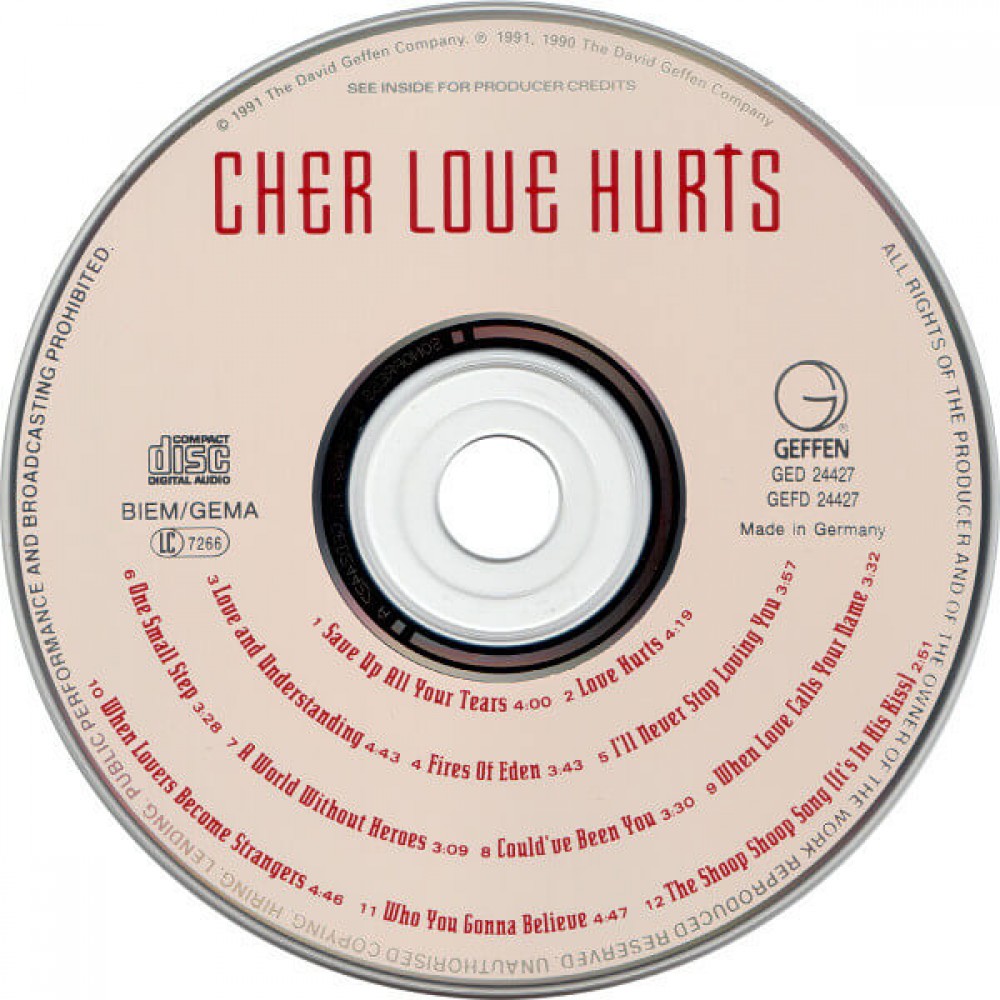 Cher : Love Hurts - CD - 1991Plak Sesi